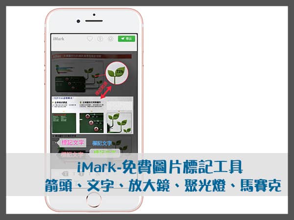 iMark圖片標記APP，快速在照片加箭頭、馬賽克、浮水印、文字標註、放大鏡、聚光燈（iOS）